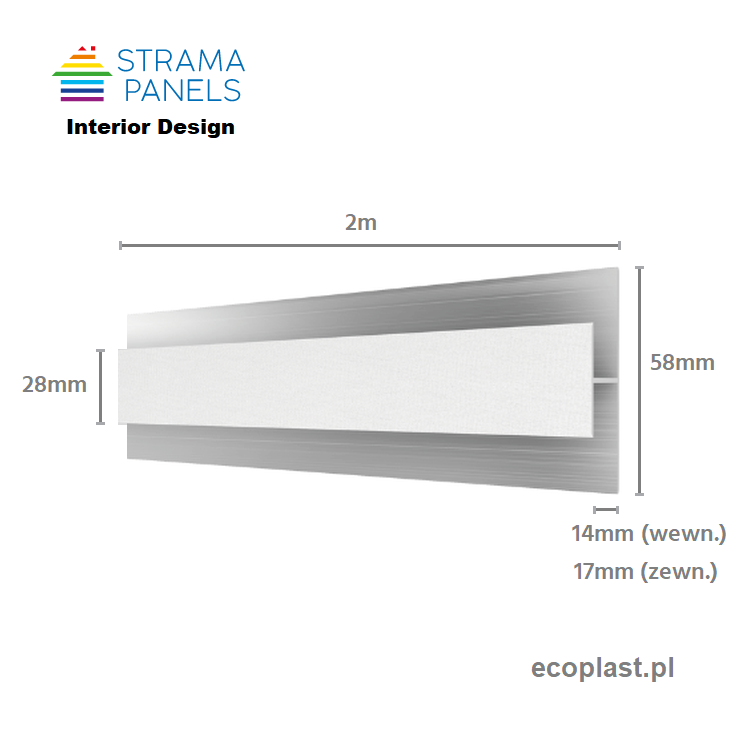 STRAMA PANELS - Listwa łącząca "H" aluminiowa Mattex Kitami / 2m ECOPLAST